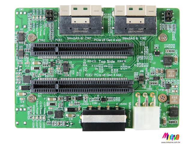 SlimSAS 8i x2(PCIe 4.0) to PCIe x8 Slot x2 with +12V, 3.3V, 3.3Vaux Hot ...