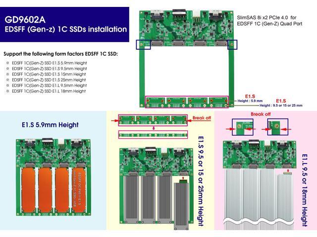PCIe x16 Gen 4 with ReDriver to SlimSAS 8i dual port & SlimSAS 8i cable ...