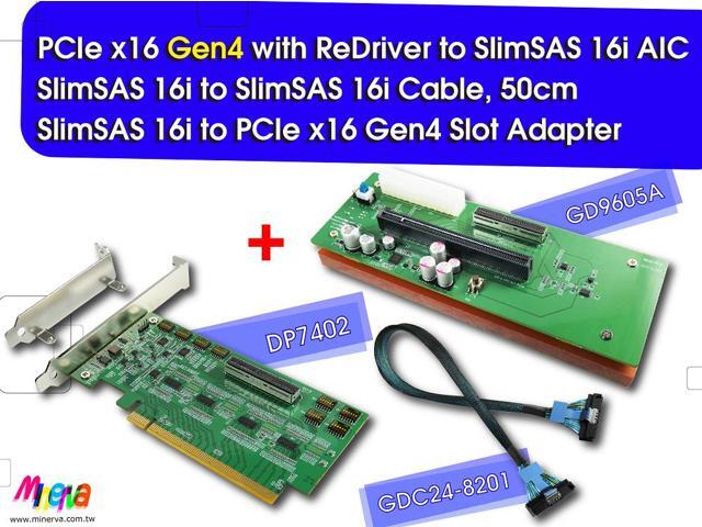 PCIe x16 Gen4 with ReDriver to SlimSAS 16i (SFF-8654) AIC & SlimSAS 16i ...