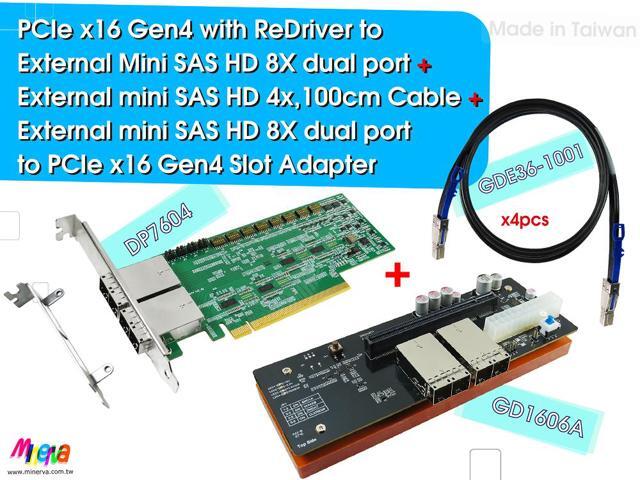 PCIe x16 Gen4 with ReDriver to External Mini SAS HD 8X dual port AIC ...