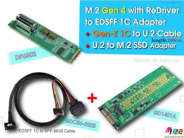 M.2 PCIe 4.0 with ReDriver for EDSFF 1C Adapter & Gen-Z 1C to U.2 Cable ...