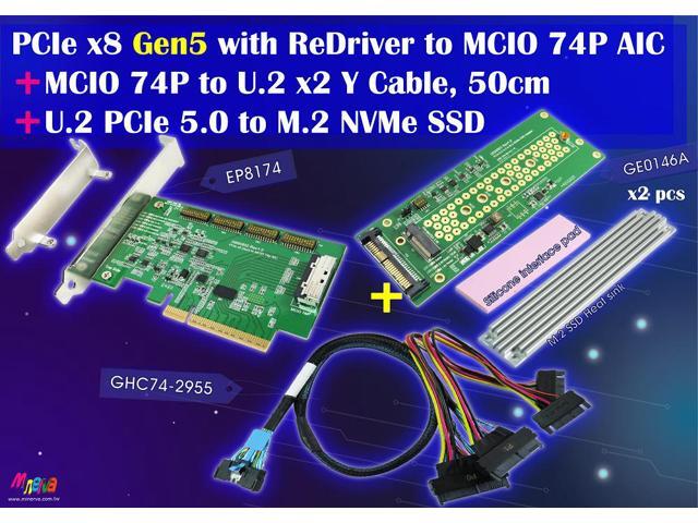 PCIe x8 Gen 5 with ReDriver to MCIO 74P (SFF-TA-1016) AIC & MCIO 74P to ...