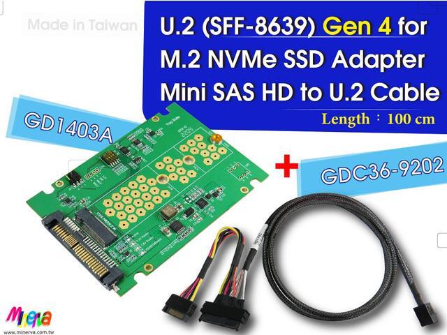 PCIe 4.0 SFF-8673 4x to U.2 cable, 100cm+U.2 to M.2 adapter - Newegg.com