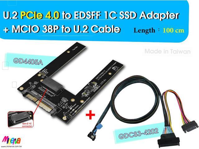 PCIe 4.0 MCIO 38P to U.2 cable, 100cm+U.2 to EDSFF 1C adapter - Newegg.com