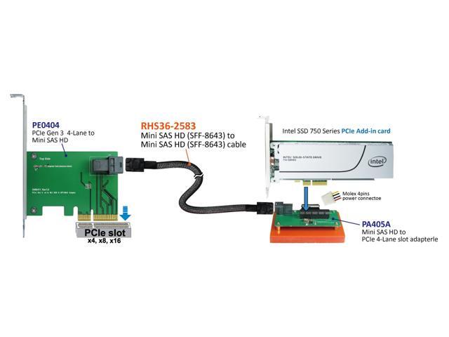 Mini SAS HD (SFF-8643) to PCIe 4 Lanes Slot Adapter - Newegg.com