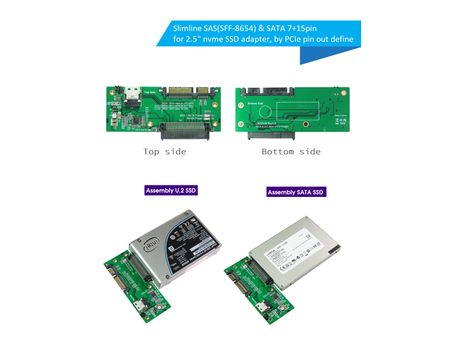 Innocard Slimline SAS(SFF-8654) & SATA 7+15pin for 2.5" nvme SSD ...