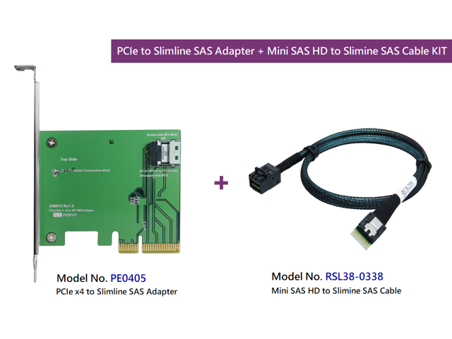 Innocard PCIe x4 to Slimline SAS Adapter with Slimline SAS to Mini SAS ...