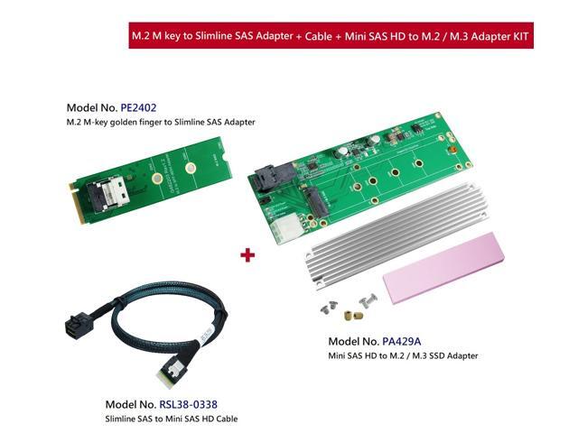 Innocard M.2 M-key golden finger to Slimline SAS Adapter with Slimline ...