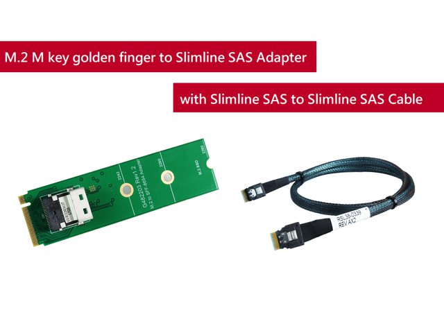 Innocard M.2 M-key golden finger to Slimline SAS Adapter with Slimline ...