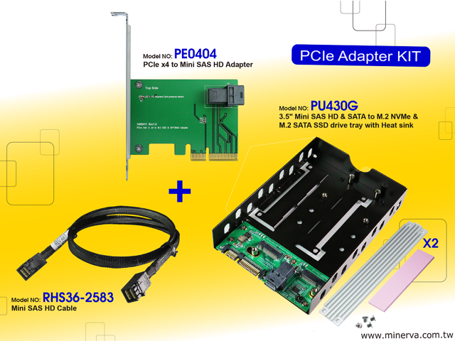 Innocard PCIe x4 to Mini SAS HD Adapter with Mini SAS HD Cable & Mini ...