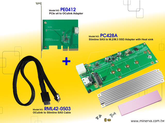 Innocard PCIe x4 to Oculink Adapter with Oculink to Slimline SAS Cable ...