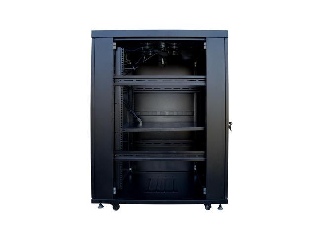 27U 39” Deep Free Standing Server Rack Cabinet Thermo Control System, 4 ...