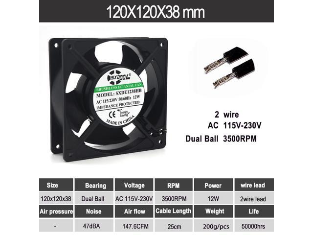 115V Cabinets cooling fan 115V&230V 120mm 120X120X38mm Dual Ball ...