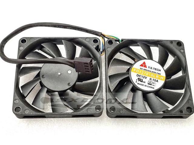 Y.S TECH 7010 7CM DAUL cooling fan 4-wire PWM speed regulation ultra ...