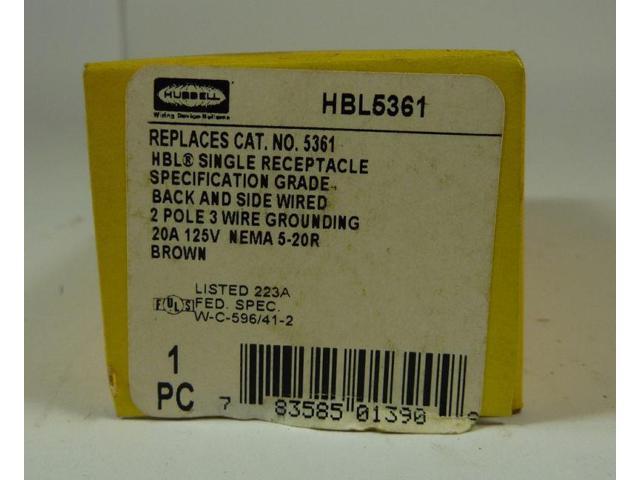 HUBBELL HBL5361 Receptacle, 20 A Amps, 125V AC, Flush Mount, Single ...