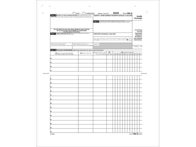 1095-B Employee/Employer Copy Health Coverage Forms, 8-1/2" x 11" w ...