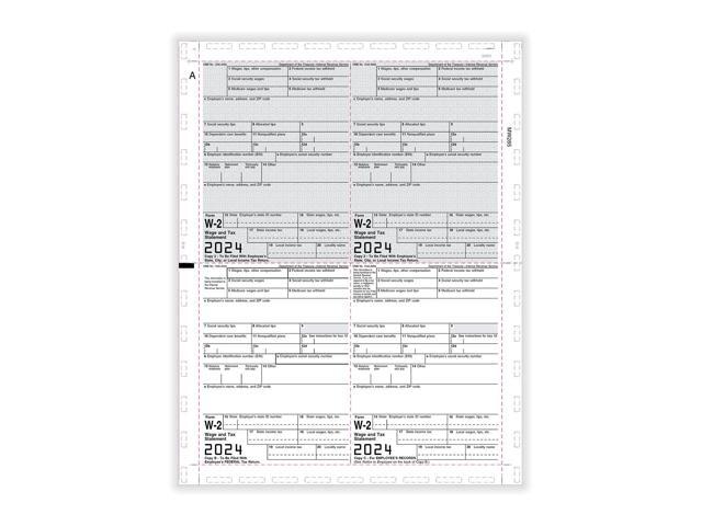 TFP 11" W-2 4-Up Box Employees Copy B, C, 2 And 2 or Extra Copy V-Fold ...