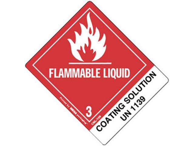 4" x 4-3/4" Flammable Liquid - Coating Solution UN1139 Labels (500 per ...