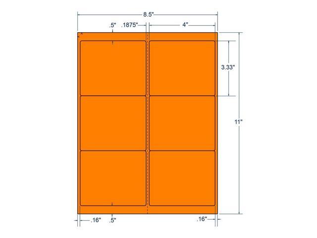 4" x 3.33" Fluorescent Orange Laser Printer Shipping Label, 6 Labels ...