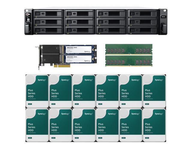 Synology RS2423+ 12-Bay NAS with 16GB RAM and 96TB (12 x 8TB) of Synology Plus Series Drives and ...