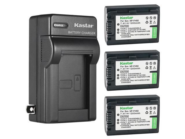 Kastar 3-Pack Battery and AC Wall Charger Replacement for Sony NP-FH30, NP-FH40, NP-FH50, NP ...