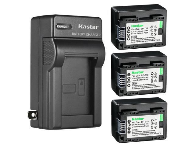 Kastar 3 Pack BP-718 BP718 Battery and AC Wall Charger Compatible with Canon HFR400, VIXIA HF ...