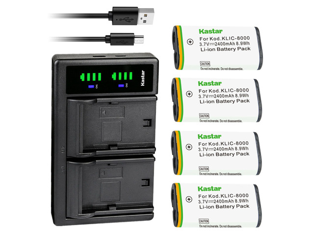 Kastar 4-Pack KLIC-8000 Battery and LTD2 USB Charger Replacement for ...