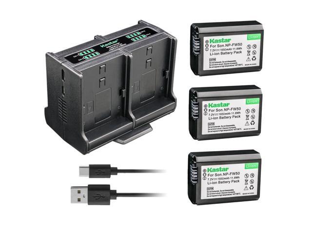 Kastar 3-Pack Battery and Quadruple Charger Compatible with Sony NEX-F3, SLT-A33, SLT-A35, SLT ...
