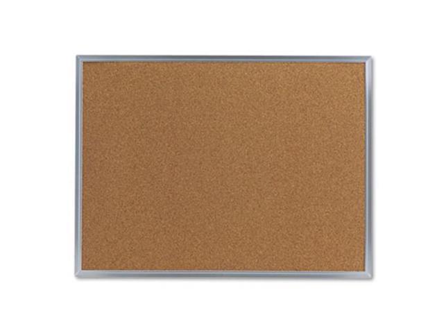 UNIVERSAL Bulletin Board Natural Cork 24 x 18 Satin-Finished Aluminum ...