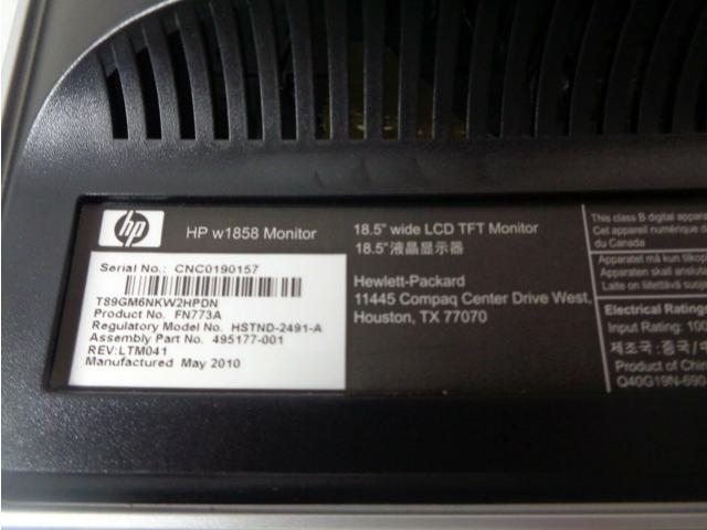 Refurbished: HP W1858 18" Black and Silver Widescreen LCD Monitor Good ...