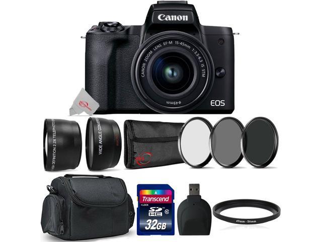 Canon EOS M50 Mark II Mirrorless Camera Black with 15-45mm Lens + 32GB ...