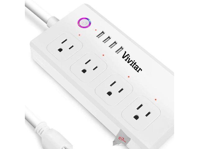 2x Vivitar Smart Home Smart Plug Power Strip 4 Wi-Fi Outlets + 4 USB ...