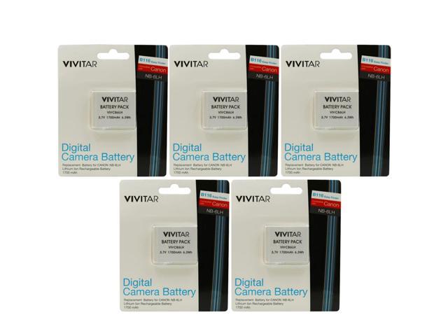 5x Vivitar NB-6L / NB-6LH Ultra High Capacity Replacement Battery for ...