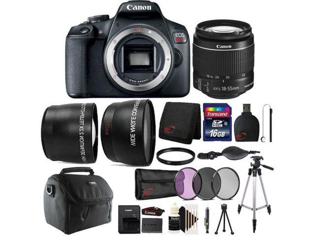 Canon EOS Rebel T7 24.1MP Wi-Fi DSLR Camera with 18-55mm Lens + 16GB ...