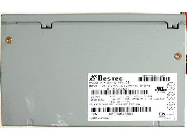 Refurbished: BESTEC ATX-250-12Z REV.D2 250W PWR SUPPLY, HP P/N: 5187 ...
