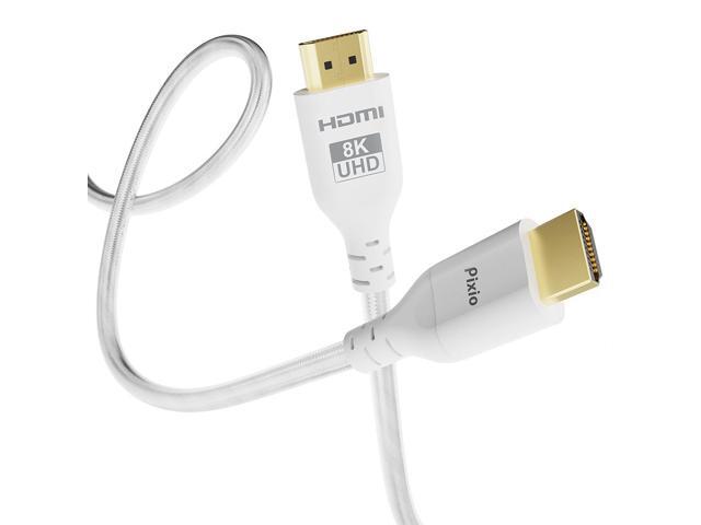 Pixio 8K HDMI 2.1 White Braided Cable Ultra High Speed Certified 6.5FT ...