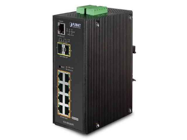 Planet IGS-10020HPT L2+ Industrial 8-Port 10/100/1000T 802.3at PoE + 2 ...