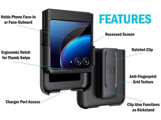 Blue Hard Case Cover and Belt Clip Holster for Motorola RAZR Plus (2023 ...