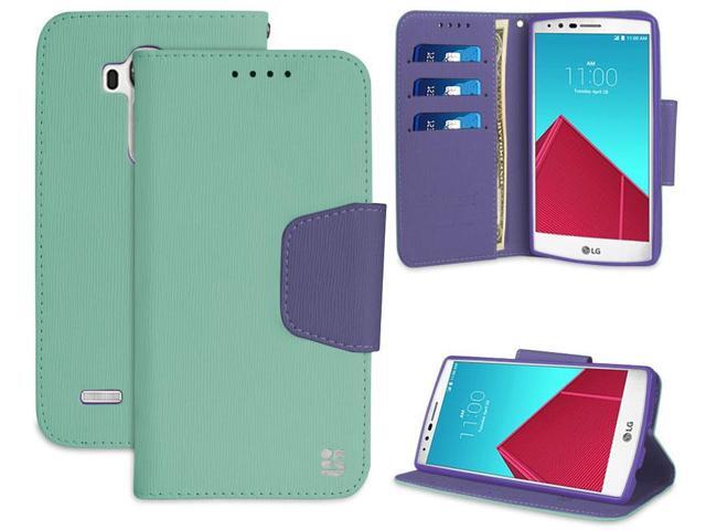 MINT PURPLE INFOLIO WALLET CREDIT CARD SLOT CASE COVER STAND FOR LG G4 ...