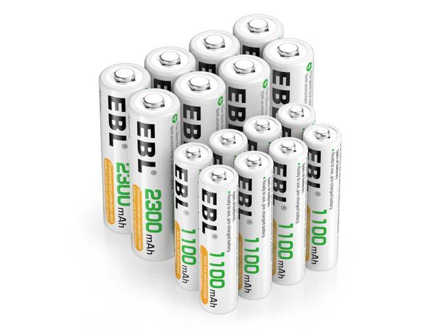 EBL 16 Sets AA AAA Batteries Combo with 8-Pack AA 2800mAh & 8-Pack AAA ...