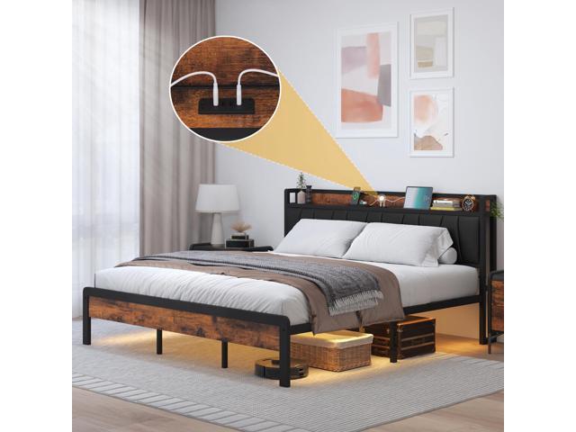 MOKA King Bed Frame with Storage Headboard and Fast Charging Station 3 ...