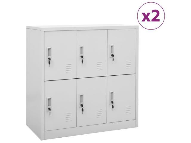 vidaXL Locker Cabinet Storage Cabinet File Cabinet 2 Pcs Light Gray ...
