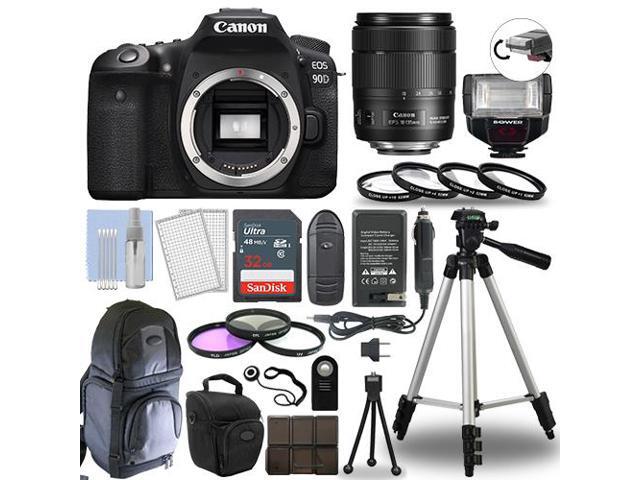 Canon EOS 90D Digital Camera + 18-135 USM Lens & TTL Flash 32GB ...