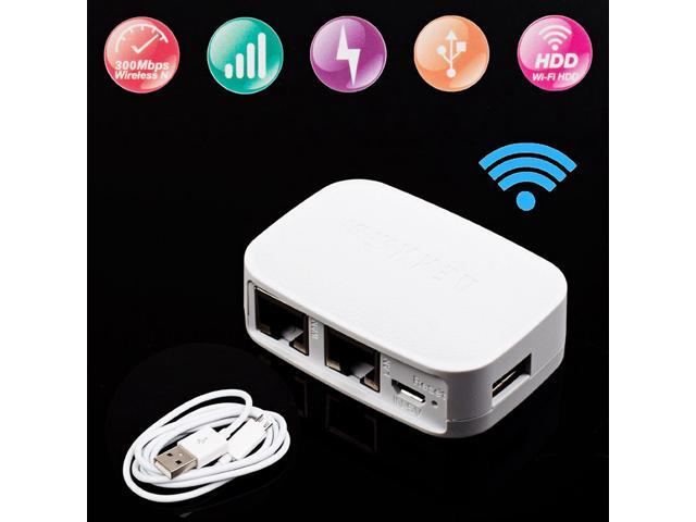 Portable Mini Router, 300Mbps USB Interface Two Ethernet Port 802.11 b ...