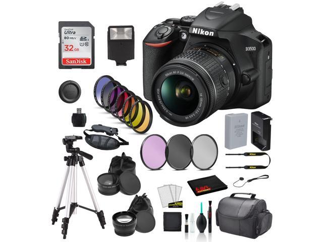 Nikon D3500 DSLR Camera with AF-P 18-55mm VR Lens Bundle SanDisk 32GB ...