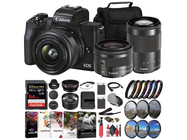 Canon EOS M50 Mark II Mirrorless Camera W/ 15-45mm Lens + 64GB Card ...