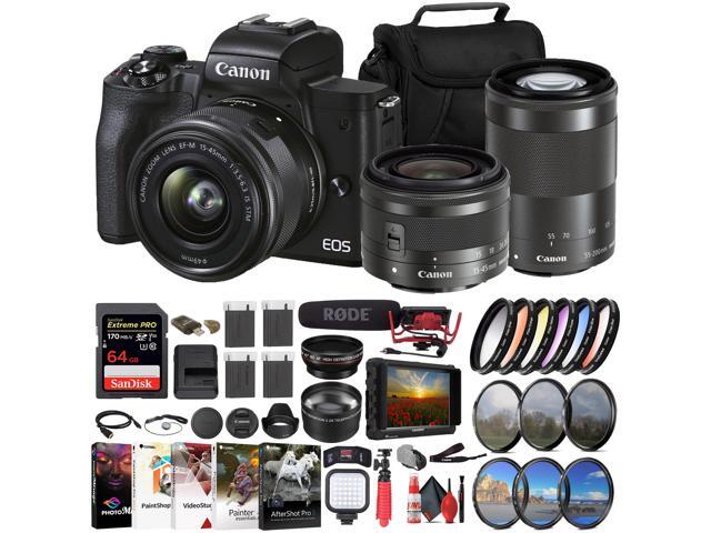 Canon EOS M50 Mark II Mirrorless Camera W/ 15-45mm Lens + 64GB Card ...