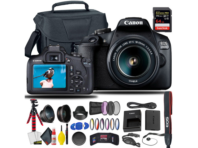 Canon EOS 2000D / Rebel T7 DSLR Camera + 18-55mm Lens & Accessory ...