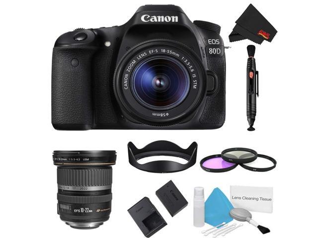 Canon EOS 80D DSLR Camera with 18-55mm Lens Bundle w/ 3 Piece Filter ...