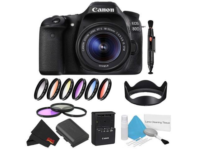 Canon EOS 80D DSLR Camera with 18-55mm Lens Bundle w/ 9 Piece Filter ...